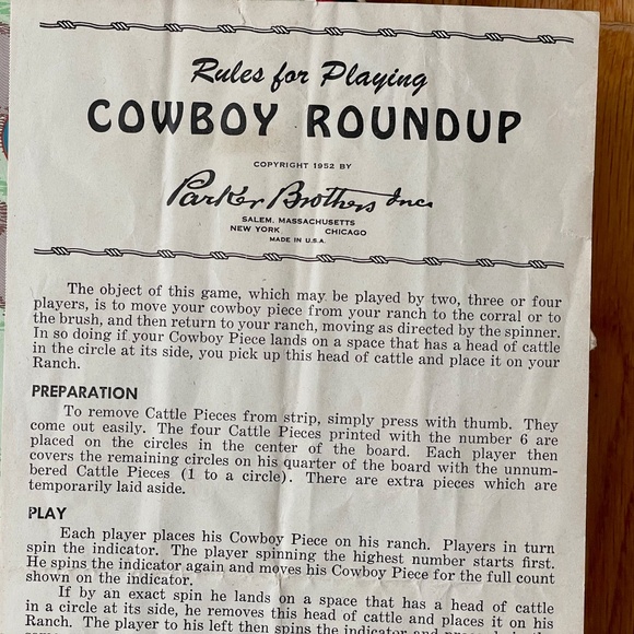 Parker Brothers | Games | Vintage Cowboy Roundup Board Game | Poshmark